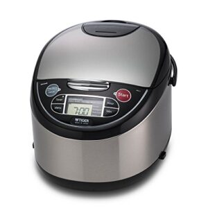 tiger jax-t18u-k 10-cup (uncooked) micom rice cooker with food steamer & slow cooker, stainless steel black