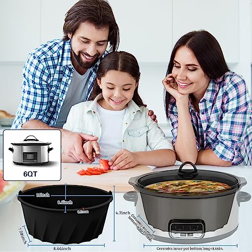 Slicone Crockpot Liner, Crock Pot Liners Reusable Slow Cooker Liners Fit Crock-Pot 6 Quart Oval Crock Pot, Crockpot Liners Leakproof Dishwasher Safe Cooking Liner Hamilton Beach Crockpot Liner