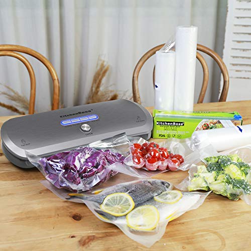 KitchenBoss Food Vacuum Sealer Machine: Vacuum Sealer Machine for Dry and Moist Foods Storage Preservation Automatic Vacuum Sealing Include 5 Pcs Food Vacuum Bags