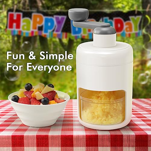 KEOUKE Manual Ice Shaver Portable Snow Cone Machine Shaved Ice Maker Ice Crusher with 3 Free Ice Boxes