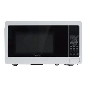 West Bend WBMW71W Microwave Oven 700-Watts Compact with 6 Pre Cooking Settings, Speed Defrost, Electronic Control Panel and Glass Turntable, White