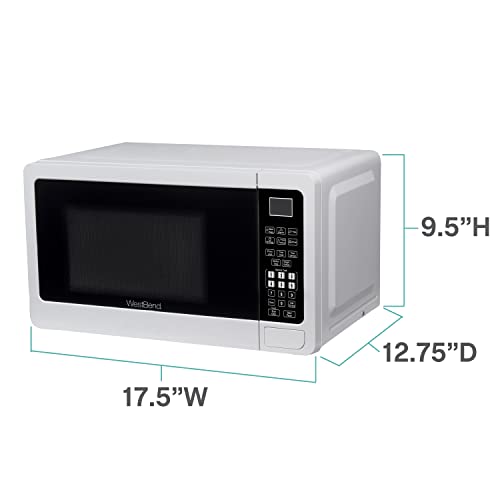 West Bend WBMW71W Microwave Oven 700-Watts Compact with 6 Pre Cooking Settings, Speed Defrost, Electronic Control Panel and Glass Turntable, White