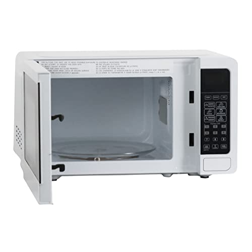 West Bend WBMW71W Microwave Oven 700-Watts Compact with 6 Pre Cooking Settings, Speed Defrost, Electronic Control Panel and Glass Turntable, White