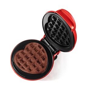 Holstein Housewares Personal Non-Stick Heart Waffle Maker, Red - 4-inch Waffles in Minutes