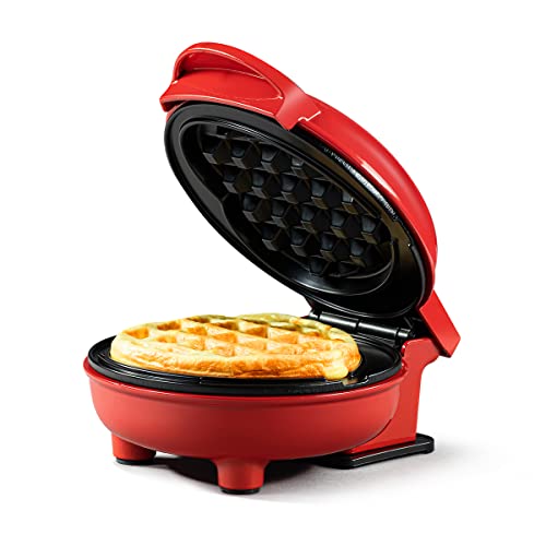 Holstein Housewares Personal Non-Stick Heart Waffle Maker, Red - 4-inch Waffles in Minutes