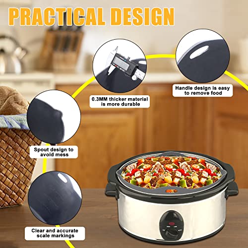 Silicone Slow Cooker Liner Fits Crock-pot 7-8 Quart Oval Slow Cooker,Reusable BPA-free Leak-proof Slow Cooker Accessories with Handle and spout,Dishwasher Safe Crock Pot Liners,Grey