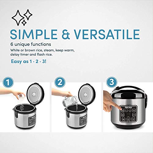 8 Cup Digital Cool-Touch Rice Cooker and Food Steamer, Stainless, ARC-914SBD (Renewed)