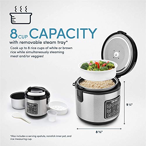 8 Cup Digital Cool-Touch Rice Cooker and Food Steamer, Stainless, ARC-914SBD (Renewed)