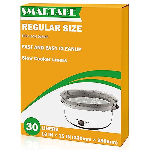 SMARTAKE Slow Cooker Liners, Crock Pot Liners 13"x 15" Crockpot Liners Disposable, Crockpot Bags Liners Small Size Fit 1.5QT to 3QT for Slow Cooker, Crockpot, Cooking Trays, 30 Liners