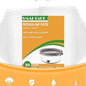 SMARTAKE Slow Cooker Liners, Crock Pot Liners 13"x 15" Crockpot Liners Disposable, Crockpot Bags Liners Small Size Fit 1.5QT to 3QT for Slow Cooker, Crockpot, Cooking Trays, 30 Liners