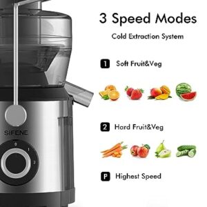 Juicer Machine, SiFENE 1300W(Peak) Moto Larger 3.2" Mouth Centrifugal Juicer Extractor Maker, Juice Squeezer for Whole Fruits and Vegetables, Dual Speeds,Easy to Clean, BPA Free