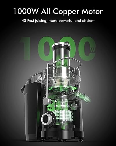 Juicer Machine, SiFENE 1300W(Peak) Moto Larger 3.2" Mouth Centrifugal Juicer Extractor Maker, Juice Squeezer for Whole Fruits and Vegetables, Dual Speeds,Easy to Clean, BPA Free