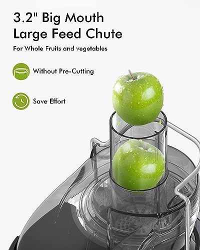 Juicer Machine, SiFENE 1300W(Peak) Moto Larger 3.2" Mouth Centrifugal Juicer Extractor Maker, Juice Squeezer for Whole Fruits and Vegetables, Dual Speeds,Easy to Clean, BPA Free