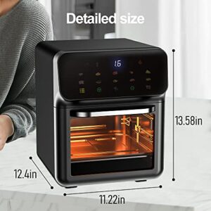 Air Fryer TXQULA Air Fryer Toaster Oven 10-Quart 7-in-1 Air Fryer Convection Oven,Rotisserie,Roast,Bake,Dehydrate,12 Cooking Presets, Large Easy-View Window,with Accessories&Recipes,Black