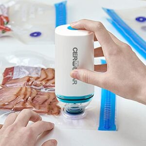 handheld vacuum sealer, portable vacuum sealer for food, save sealer food vacuum kit with 10 reusable sous vide bags