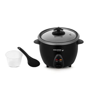 holstein housewares 8-cup rice cooker, black - convenient and user friendly with warm and cook function, ideal for rice, quinoa, oatmeal, stews and grains