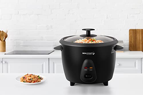 Holstein Housewares 8-Cup Rice Cooker, Black - Convenient and User Friendly with Warm and Cook Function, Ideal for Rice, Quinoa, Oatmeal, Stews and Grains