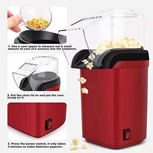 Hot Mini Air Popcorn Popper for Home 3 Minutes Fast Making Healthy Oil Free Smart Popper Gift Set Maker Electric No Oil High Pop Rate Personal Small Popped Machine with Measuring 12 OZ Cup BPA Free