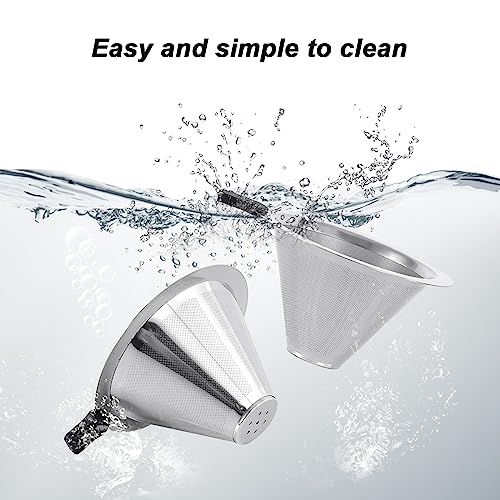 INSINTAR Pour Over Coffee Dripper Reusable Stainless Steel Pour Over Coffee Maker Cone Coffee Dripper Slow Drip Paperless Coffee Filter for 1-2Cup