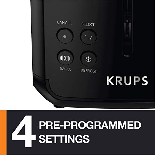 KRUPS KH320D50 My Memory Digital Stainless Steel Toaster, 7 Browning Level with personalized setting, Black