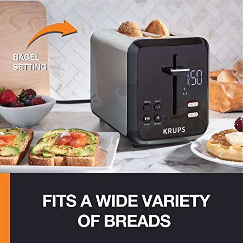 KRUPS KH320D50 My Memory Digital Stainless Steel Toaster, 7 Browning Level with personalized setting, Black