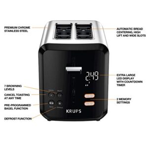 KRUPS KH320D50 My Memory Digital Stainless Steel Toaster, 7 Browning Level with personalized setting, Black