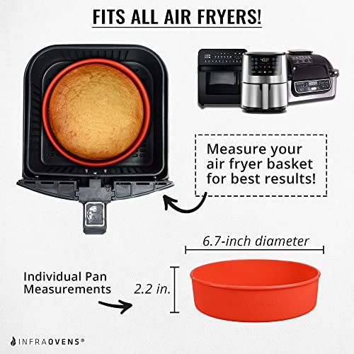 Air Fryer Silicone Cake Pans for Baking, 6.7 inch Small Airfryer Bakeware Set with Muffin Cups, Scrapers, Magnetic Cheat Sheet, Fits Instant Vortex, Cosori, Chefman, Dash, Bella, BPA Free