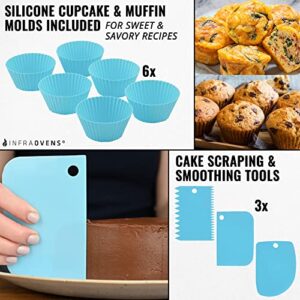 Air Fryer Silicone Cake Pans for Baking, 6.7 inch Small Airfryer Bakeware Set with Muffin Cups, Scrapers, Magnetic Cheat Sheet, Fits Instant Vortex, Cosori, Chefman, Dash, Bella, BPA Free