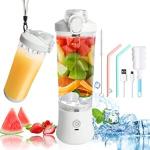 portable blender for shakes and smoothies, 22 oz portable blender usb rechargeable, mini blender portable, waterproof blender,240watts, with 6 ultra-sharp blades for travel, office & sports (white)