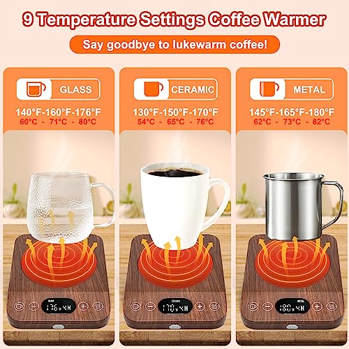 CEROBEAR Coffee Mug Warmer, Auto On/Off Upgrade Gravity-Induction Mug Warmer for Desk with 9 Temperature Settings, 1-9 Timer Smart Candle Cup Warmer for Home Office