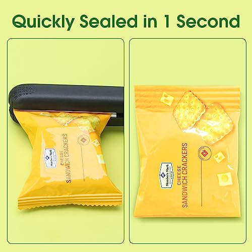 NOVFIT Mini Bag Sealer Heat Seal, Handheld Food Sealer Bag Resealer for Food Storage, Portable Smart Heat Sealer Machine for Food Bags, Black