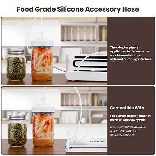 Mason Jar Vacuum Sealer, CODOGOY Jar Sealer and Accessory Hose Compatible with Foodsaver Vacuum Sealer, Vacuum Sealing Kit for Wide & Regular-Mouth Mason Jars, with Manual Vacuum Pump and Lid Opener