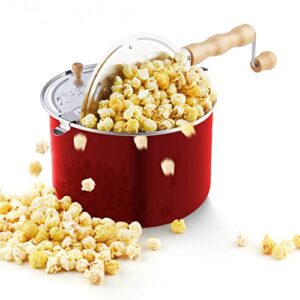 cook n home 02699 6-quart aluminum stovetop popcorn popper, red