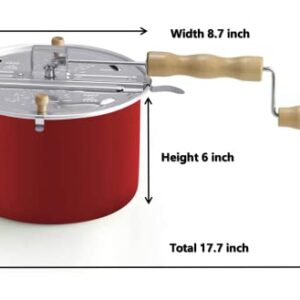 Cook N Home 02699 6-Quart Aluminum Stovetop Popcorn Popper, Red