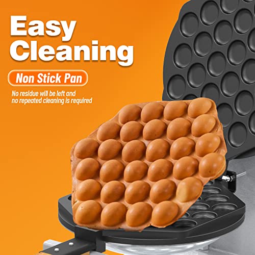 PYY Bubble Waffle Maker Commercial Waffle Maker Machine Non-stick Hong Kong Egg Waffle Maker for Home Use Stainless Steel Pancake Maker 180° rotate, 1500W 110V Electric Cone Maker 50-250℃/122-482℉