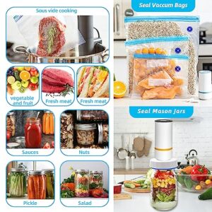 Electric Mason Jar Vacuum Sealer,10 PCS Sous Vide Bags,Handheld Mason Jar Vacuum Sealer,Cordless Vacuum Sealer Kit for Wide-Mouth & Regular-Mouth Mason Jars, for Food Storage and Fermentation