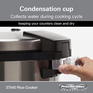 Proctor Silex Commercial 37540 Rice Cooker/Warmer, 40 Cups Cooked Rice, Non-Stick Pot, Hinged Lid, Stainless Steel Housing