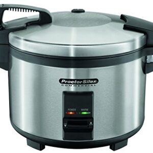 Proctor Silex Commercial 37540 Rice Cooker/Warmer, 40 Cups Cooked Rice, Non-Stick Pot, Hinged Lid, Stainless Steel Housing