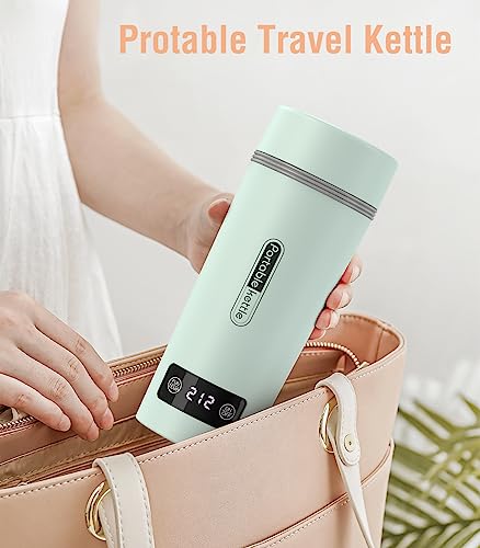 Travel Portable Electric Kettle Small with Temperature Control and LCD Display,304 Stainless Steel BPA Free Travel Tea Kettle with Auto Shut-Off for Road trip, business trips, camping by buways