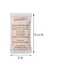 wisedry 20 Gram [12 Packs] Rechargeable Silica Gel Packets Microwave Fast Reactivate in 2MINS Moisture Absorber Desiccant Packs with Orange Indicating Beads Food Grade