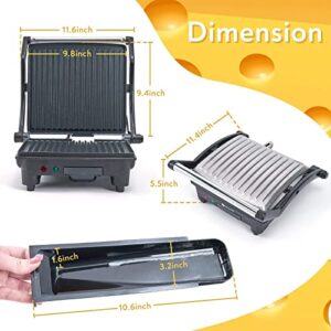 soseki Panini Press, 1500W Heat Fast Non-stick Panini Maker, Multi-functional 180-degree Opening Design Panini Press Sandwich Maker