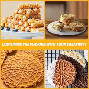 FineMade Pizzelle Maker with Non-Stick Coating, Electric Pizzelle Cookie Baker Press with Snowflake Pattern, Make Two 4 Inch Traditional Italian Waffle Cookies at Once, Recipe Included