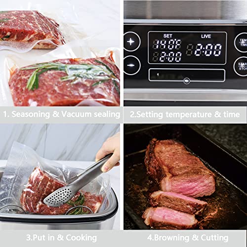 Mono-gatari Sous Vide Machine, Sous Vide Precision Cooker, 8 Quart Sous Vide Cooker with LED Touchscreen,Stainless Steel Ultra-quiet Fast-Heating Immersion Circulator Precise Cooker with Accurate Temperature and Timer Control,Water Bath Cooker with Recipe