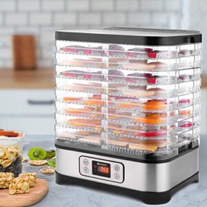 food dehydrator machine, with fruit roll sheet + 8 trays + 400w digital timer and temperature control (95ºf-158ºf), for jerky/meat/beef/fruit/vegetable, bpa free