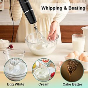 Immersion Blender, Vospeed 1000 Watt 4-in-1 Hand Blender with Chopper, Whisk, 600ml Mixing Beaker, Electric Stick Blender with Two Speed Adjustable, Ergonomic handle, Detachable