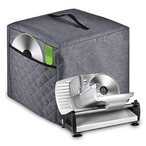 zbeiur meat slicer cover, food slicer cover,with organizer bag for accessories, such as stainless steel blade, brush, etc, waterproof fabric, easy to clean. (grey)