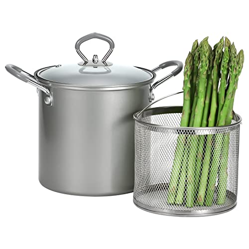 Deep Fryer Pot Stainless Steel Frying Pot With Basket 3L, Asparagus Steamer Pot With Lid, 2 in 1 Fry Pot For French Fries, Chicken, Cooking Vegetables