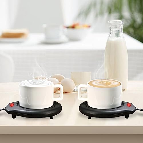 ASAWASA 2Pcs Candle Warmer Plate and Mug Warmer for Large Jar, Safely Releases Scents Without a Flame, Keeps Coffee Tea Milk and Soups Warm in Your Home Office Desktop (Black)