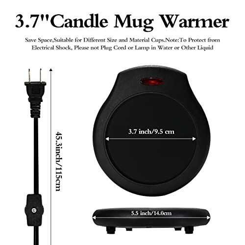 ASAWASA 2Pcs Candle Warmer Plate and Mug Warmer for Large Jar, Safely Releases Scents Without a Flame, Keeps Coffee Tea Milk and Soups Warm in Your Home Office Desktop (Black)