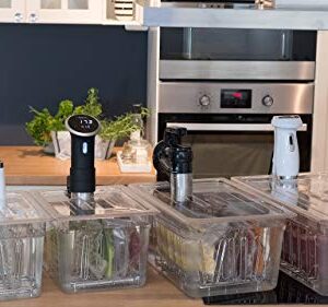 LIPAVI Sous Vide Container Model C5 – 1.75 Gallon, 12.7 X 7 Inch, Height 8 Inch. Strong, Clear Polycarbonate. NOT INCLUDED: Matching L5 rack and lids for virtually any Sous Vide machine.